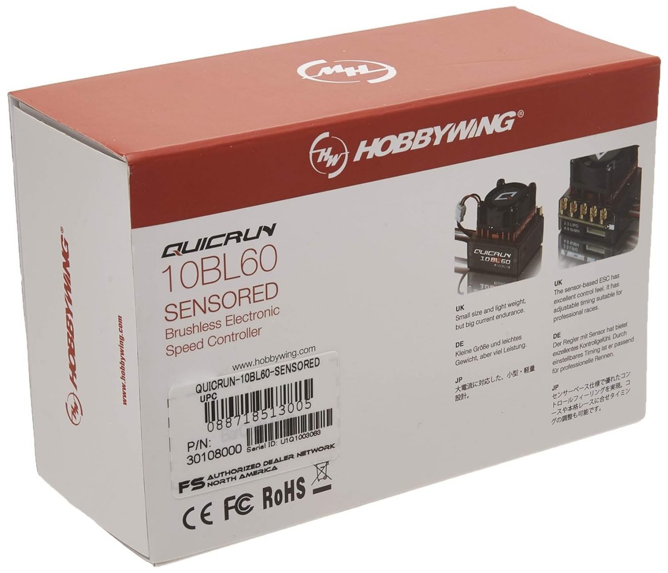 Hobbywing 30108000 QuicRun 10BL60 Sensored – RC Car | RC Collection ...